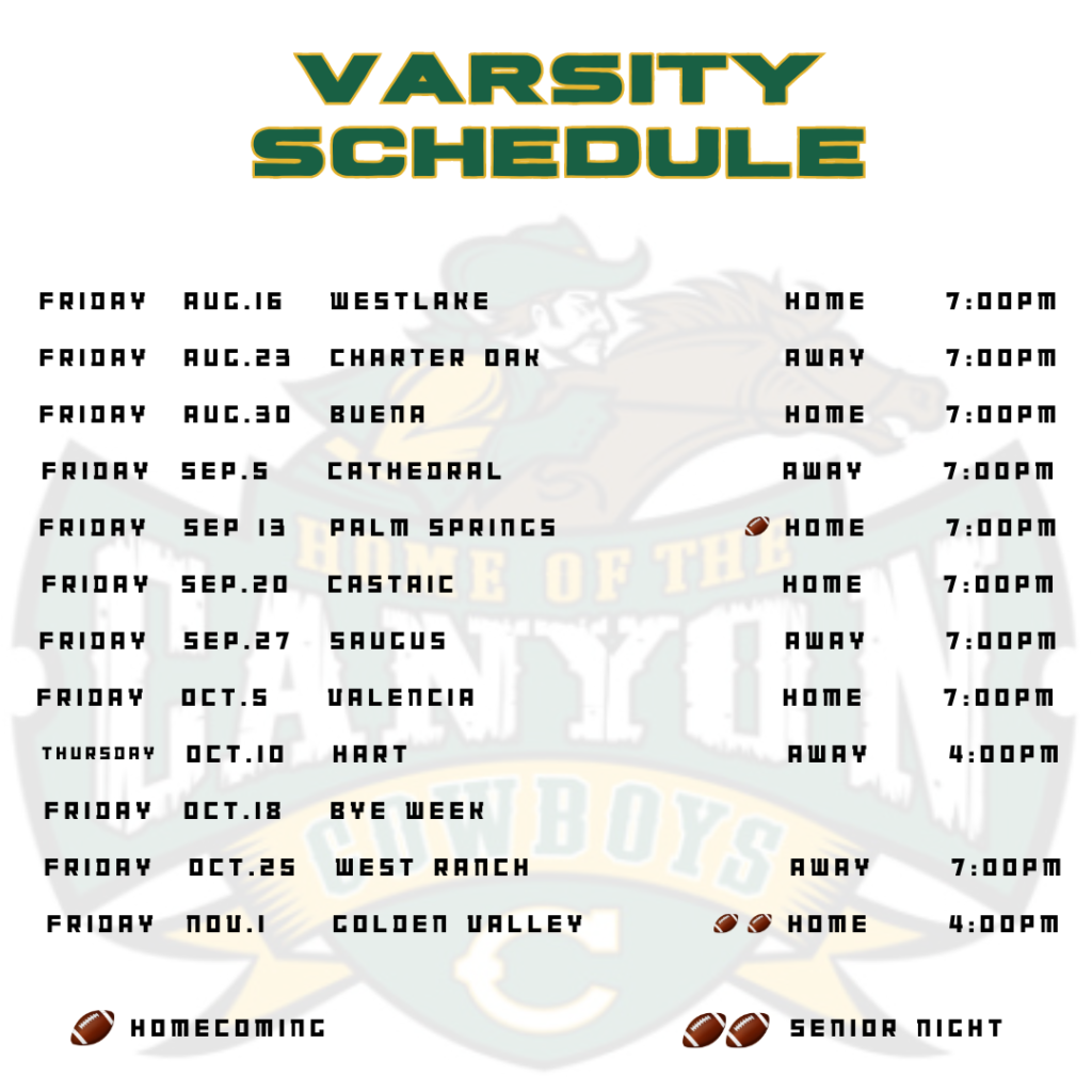 2024 Game Day Schedule – CANYON FOOTBALL